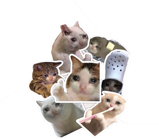 Crying Cats Sticker Set – 7 stuks – kattenliefhebbers Meme stickers ...