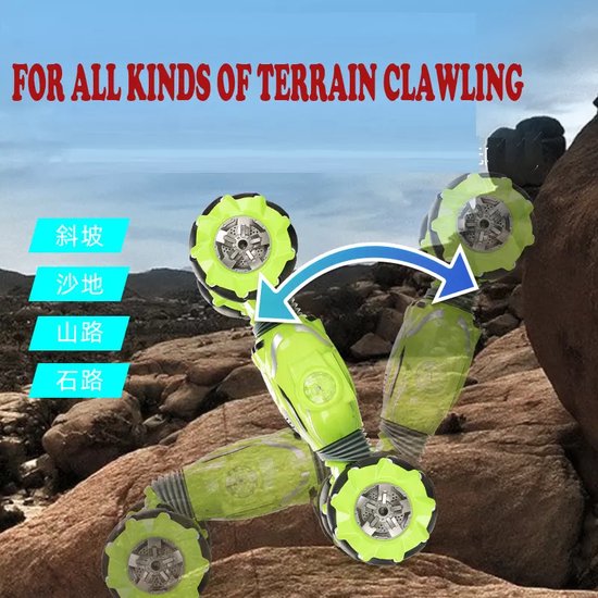 Extra groot 48 cms RC Stunt Car met muziek - Geel - sensor gestuurd ...