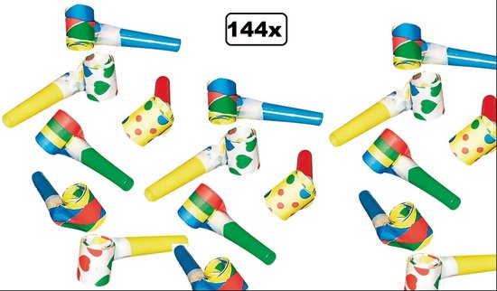 144x Roltongen assortie - Festival uitdeel thema feest muziek toeter ...