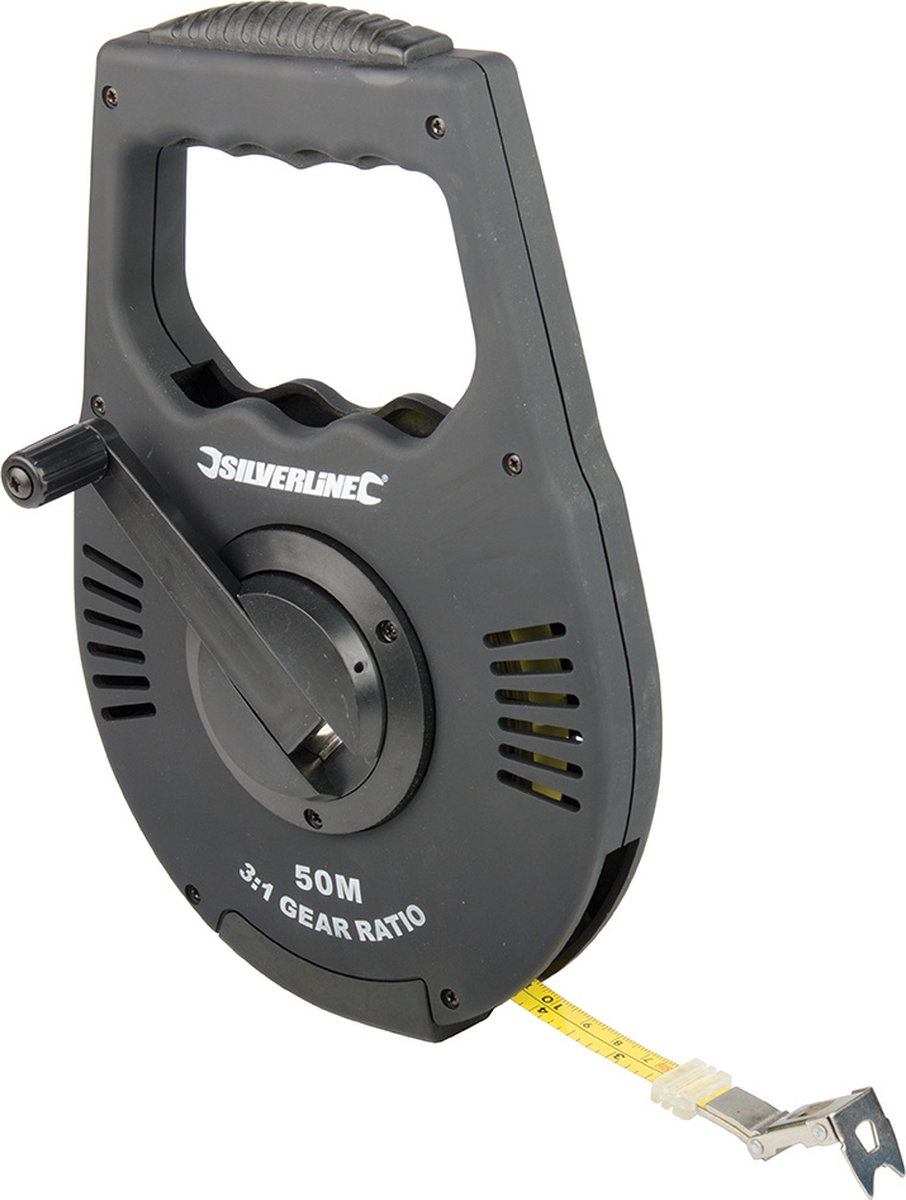 Silverline Landmeter met oprolmechanisme 50 m x 12 mm | bol.com