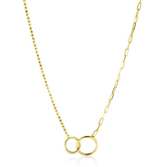 ZINZI gold plated zilveren paperclip en bolletjes schakelketting met ronde vormen... | bol