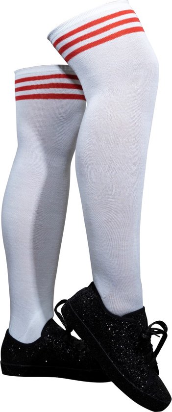 2 paar lieskousen - Wit met rode strepen - Cheerleader - Voetbal | bol