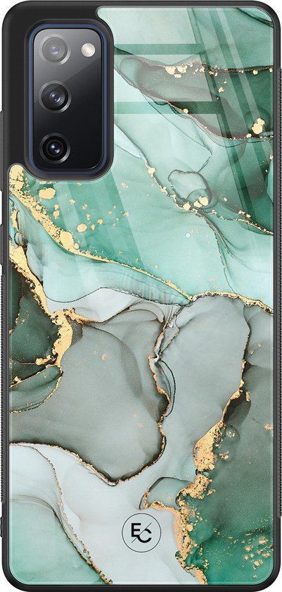 Samsung S20 FE hoesje glas - Marble design - Grijs, Groen - TPU case - Marmer -... | bol.com