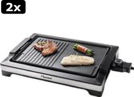 2x Bestron elektrische tafelgrill 4 Personen, teppanyaki Bakplaat met ...