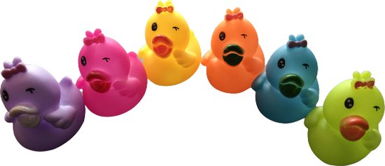 12 Gekleurde badeenden met knipoog- Badspeelgoed - Gekleurde eenden ...