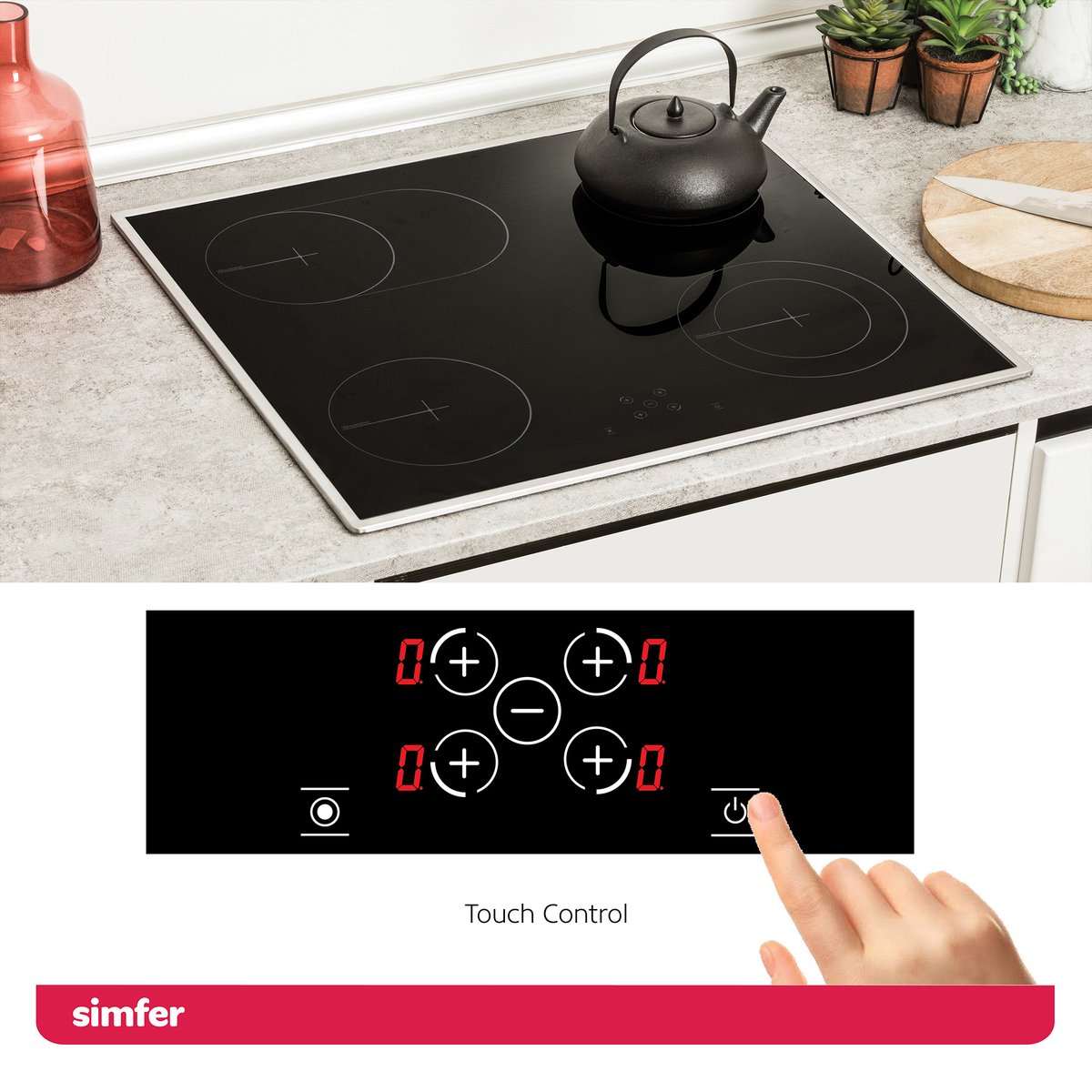 SIMFER 60 cm Keramische kookplaat BIH 5119 - Ovale dubbele kookzone - Roestvrijstalen... | bol