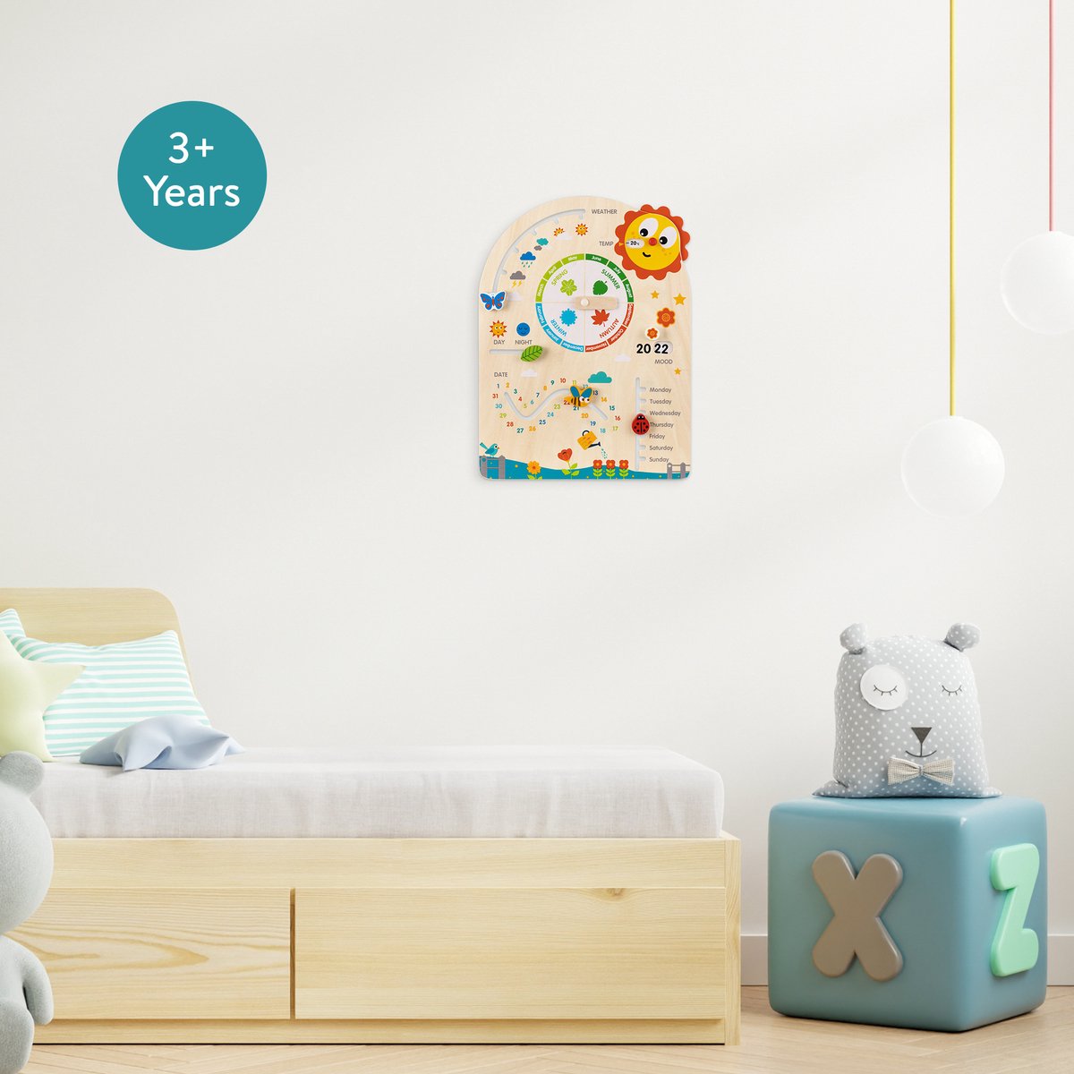 Navaris houten leerkalender voor kinderen - Leer de weekdagen, maanden ...