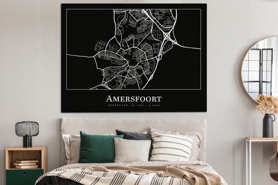 Canvas schilderij 160x120 cm - Wanddecoratie Amersfoort - Stadskaart ...