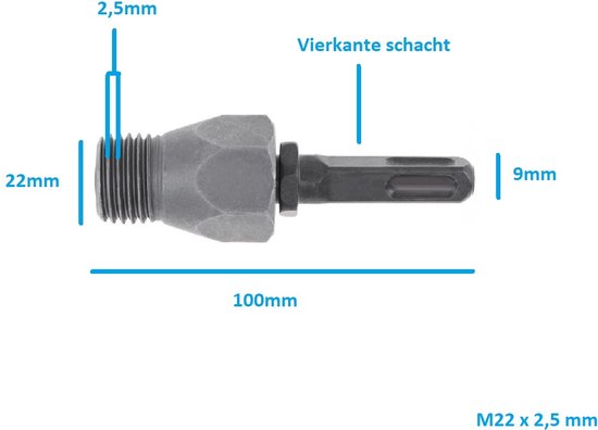 SDS Connector 2-delig Vierkante schacht boorhouder adapter 100x22mm ...