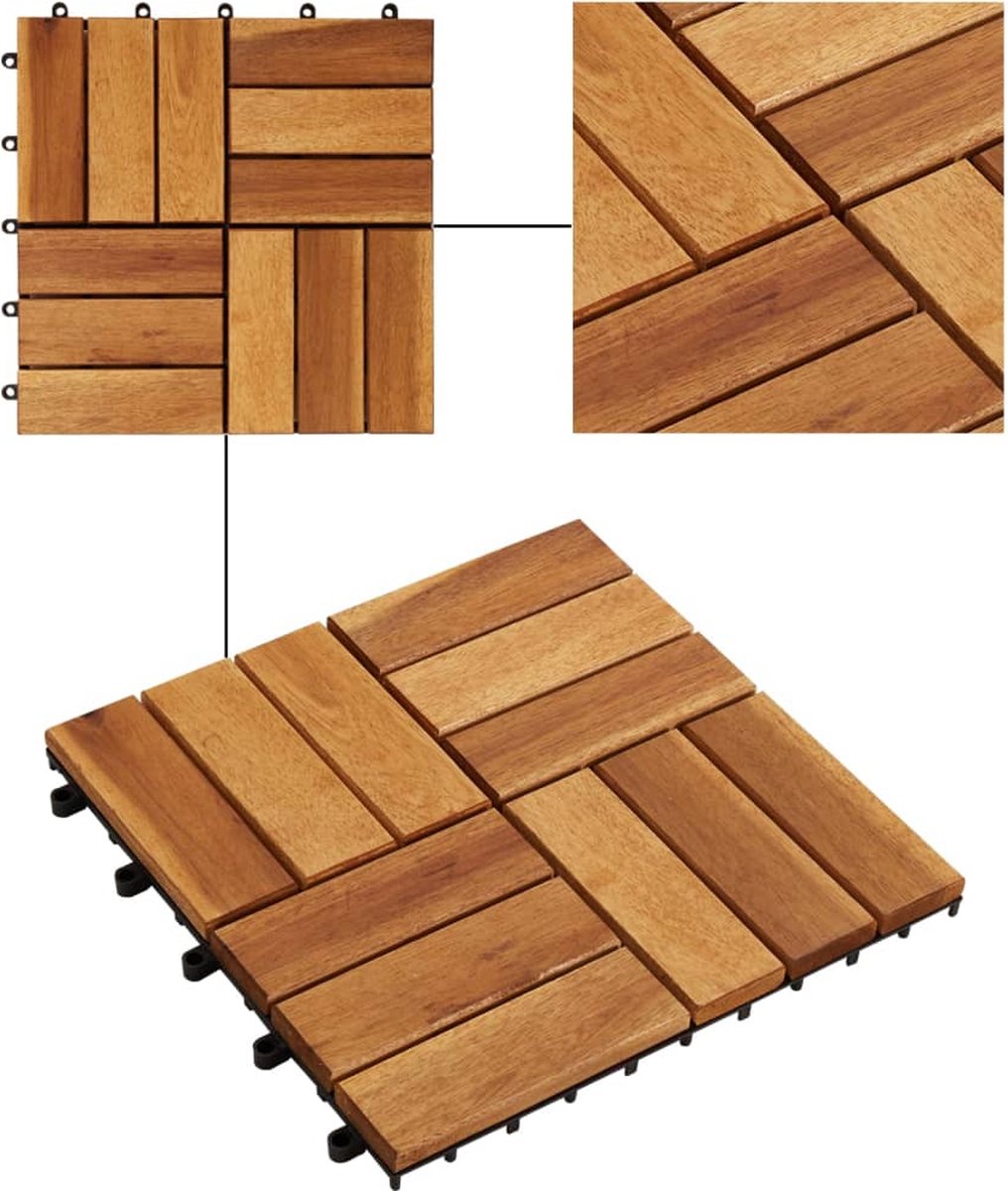 Dalles de terrasse - Dalles de terrasse 30 x 30 cm Acacia lot de 20 ...