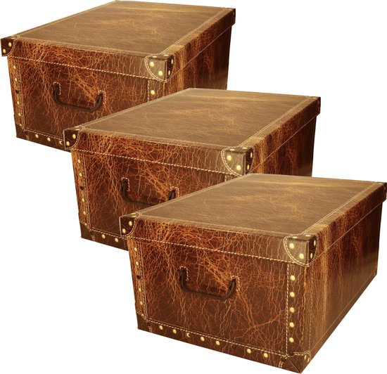 Pakket van 3x stuks opbergbox/opbergdoos van stevig karton in de kleur ...