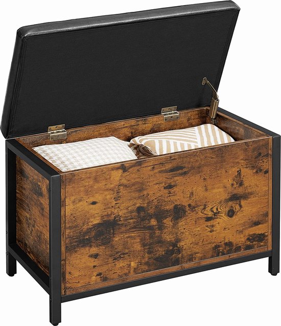 TA Design Zitbank met opbergruimte, gevoerde kist, 80 x 40 x 50 cm ...