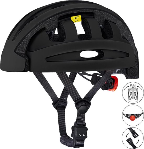 Fietshelm - vouwbaar fietshelm - draagbaar fietshelm met achter LED ...