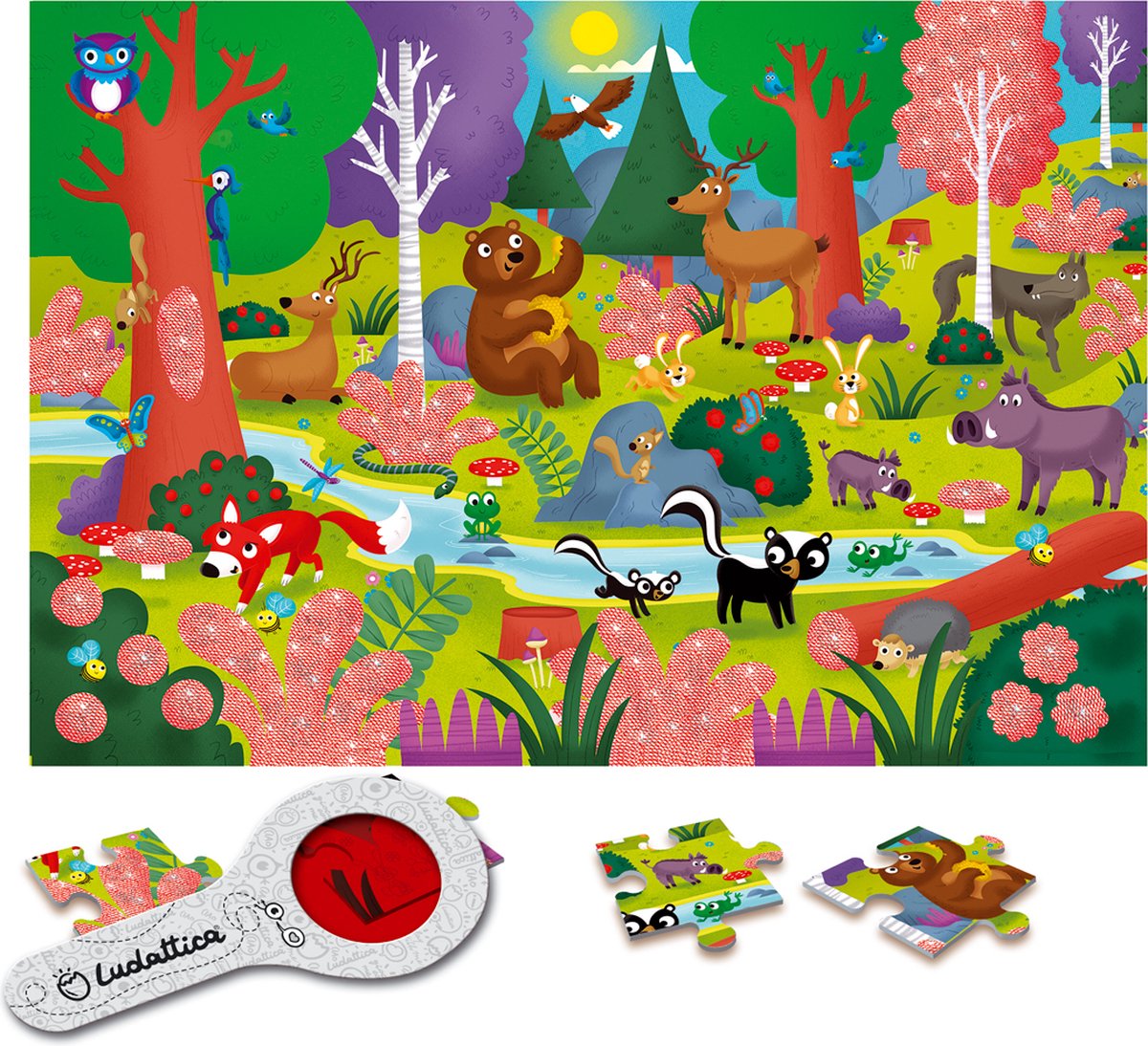 Ludattica Puzzels: SECRET PUZZEL BOS, 18x18x10,5cm, 24-delig, 35x50cm, met... | bol.com