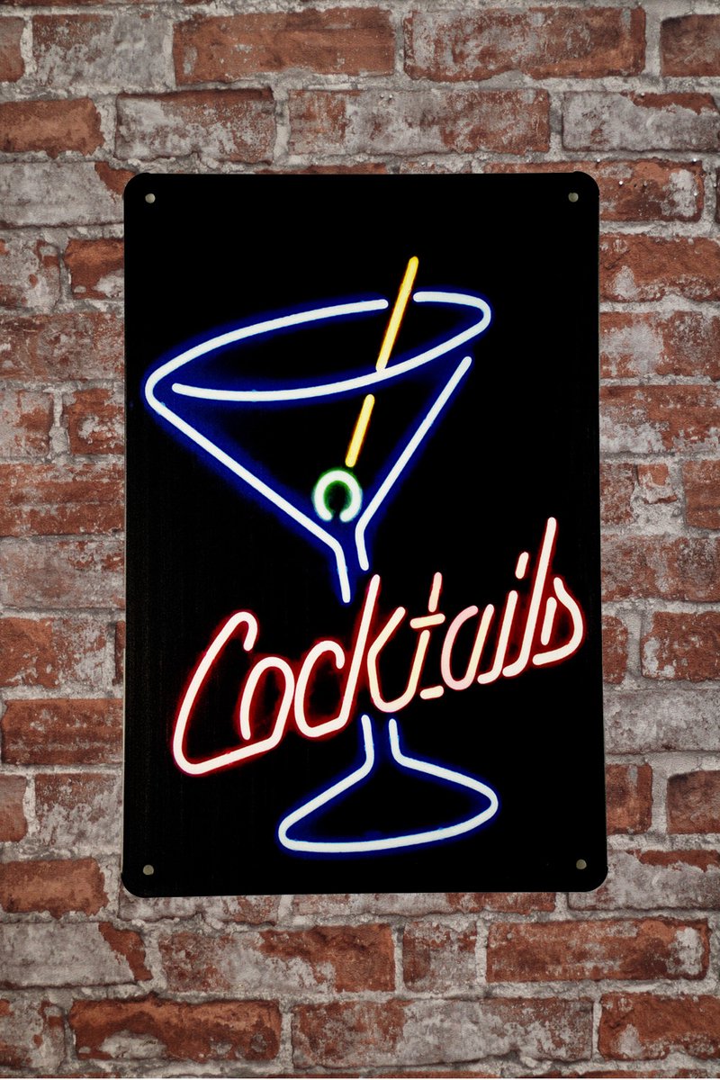 Wandbord - Cocktails - Metalen wandbord - Mancave - Mancave decoratie ...