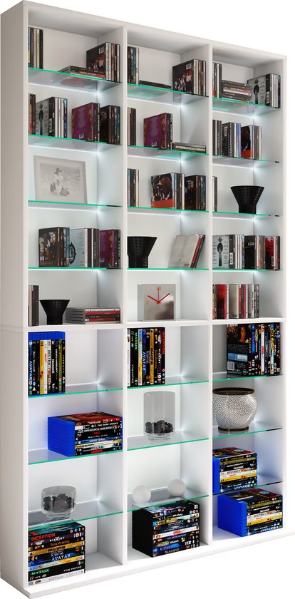 VCM Wood CD DVD Stand Bookshelf Room Divider Decoratieve plank Glas ...