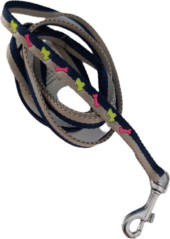 Duvo_DOG&BONE_leiband_10mm*120cm_blauw/grijs | bol.com