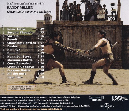 Spartacus (Original Soundtrack), Randy Miller | Muziek | bol