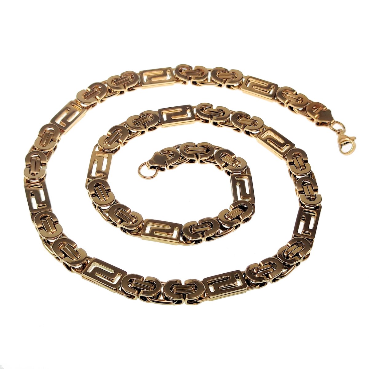 60cm x 8mm Platte Koningsketting Heren - Stalen Goud Kleur ...