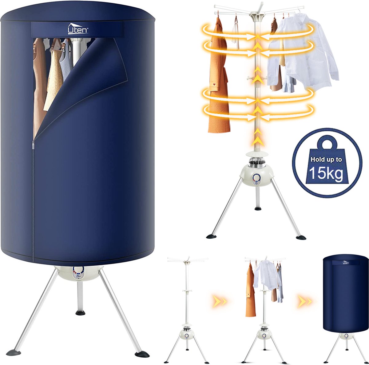 Uten - Draagbare elektrische wasdroger - droger met ventilatie ...