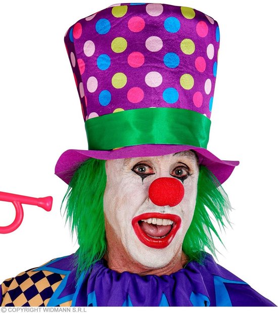 Widmann - Clown & Nar Kostuum - Blije Hoed Clown Stippie Met Gekleurde ...
