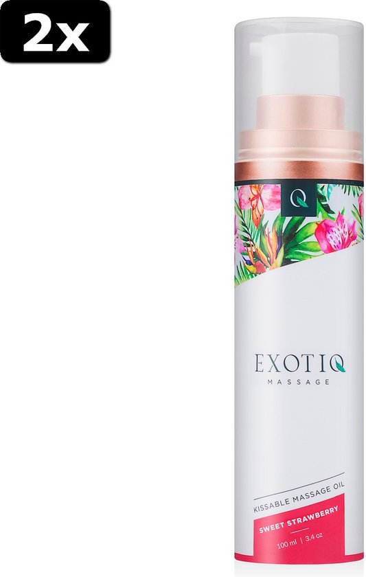 2x Exotiq Massageolie Sweet Strawberry - 100 ml | bol.com