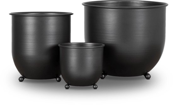 Riek bloempotten zwart - Set van 3 | bol.com