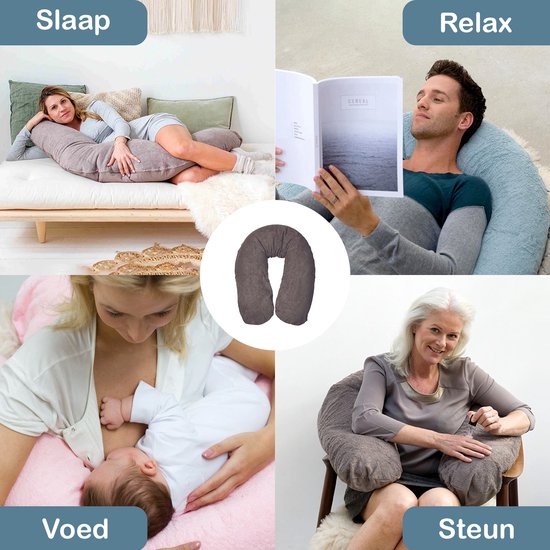 Form Fix XL Voedingskussenhoes - Body Pillow Kussensloop - Zwangerschapskussen hoes -... | bol