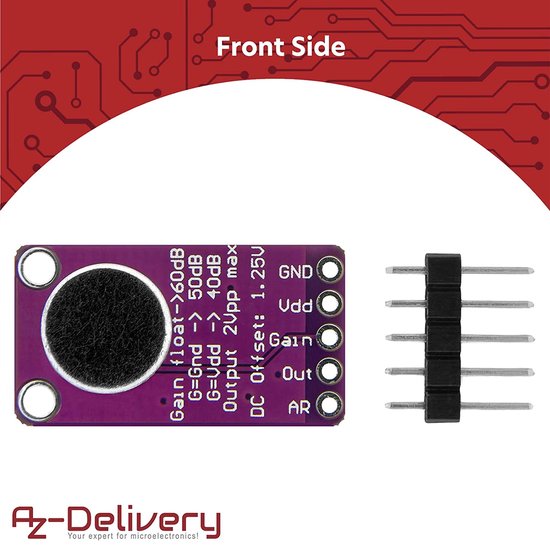 AZDelivery 3 x MAX9814 Microfoon AGC Versterker Module compatibel met ...