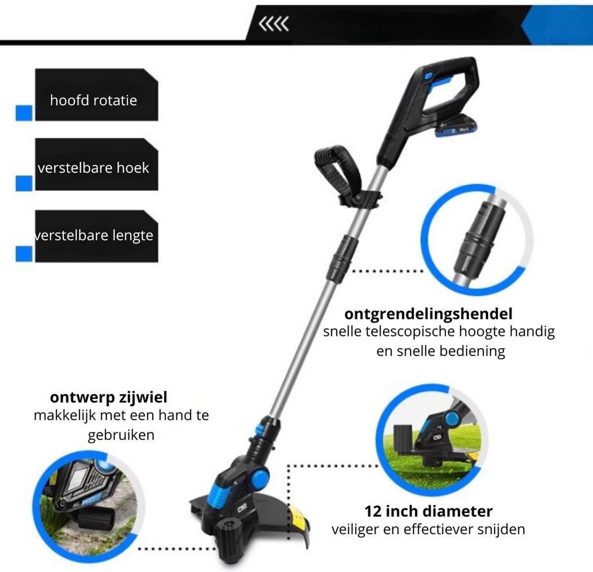 luxe kantenmaaier met 2 accu's - grastrimmer - inclusief oplader ...