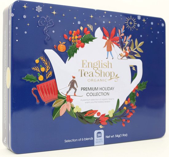 English Tea Shop - Premium Kerst Thee Collectie - Geschenkblik blauw ...