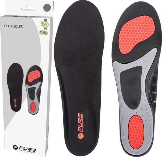 Pure 2 Improve Gel Inlegzolen - Zwart/Grijs/Rood - Maat 38-39 | bol