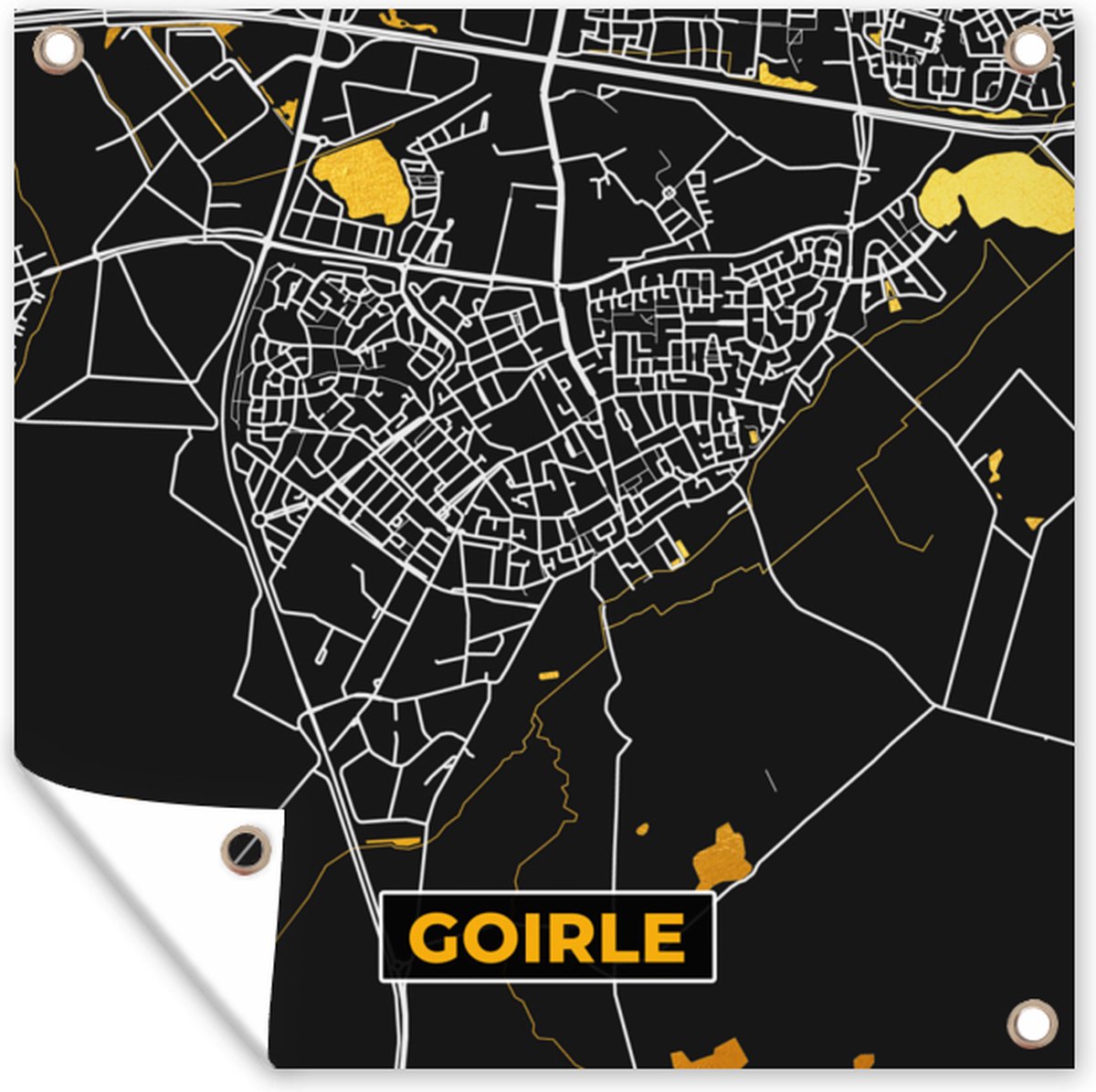 Tuindoek Plattegrond - Black en gold - Goirle - Kaart - Stadskaart ...