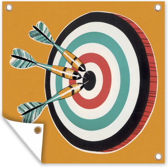 Tuin poster drie pijlen in een dartbord - 200x200 cm - Tuindoek | bol.com
