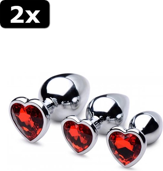 2x Red Heart Gem Anal Plug Set | bol.com
