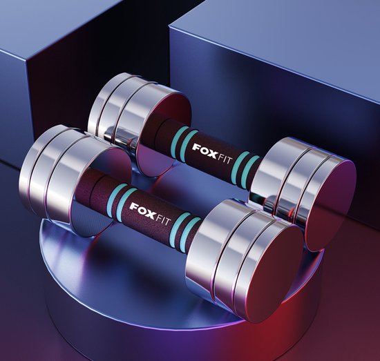 FOXFIT Verstelbare Dumbbells - Dumbbell set - Totaal 10 KG - 2 x 5 KG ...