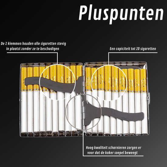 Luxe Sigaretten Doosje – RVS – Tot 20 Stuks – Sigarettenhouder – Sigaretten Box –... | bol.com