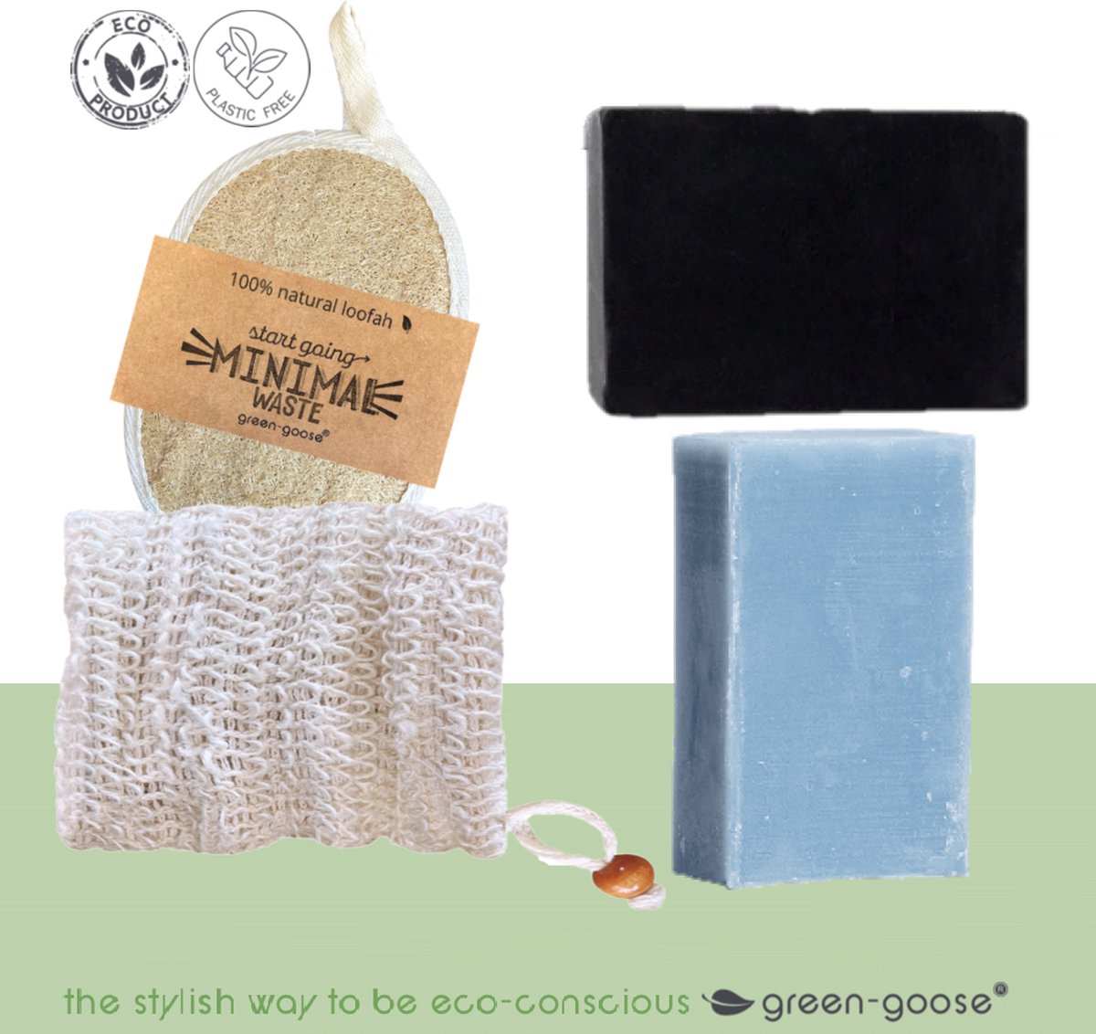green-goose® Douche Verzorgingsset met 2 x Zeep, Zeepzakje en ...
