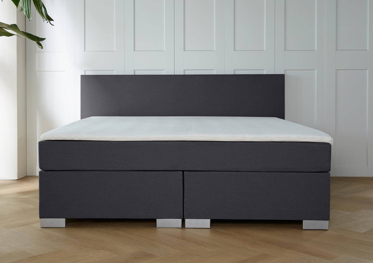 Boxspring Nantes - 160x200 - Antraciet - met gratis topper! | bol.com