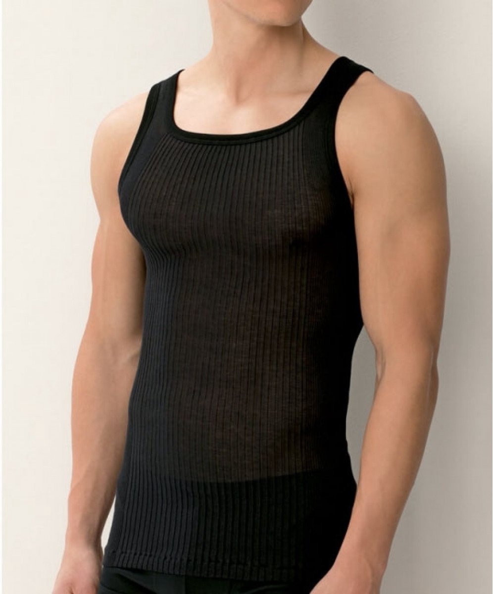 Hemden heren - Onderhemd heren - Heren halterhemd - Zwart - 100% Katoen ...