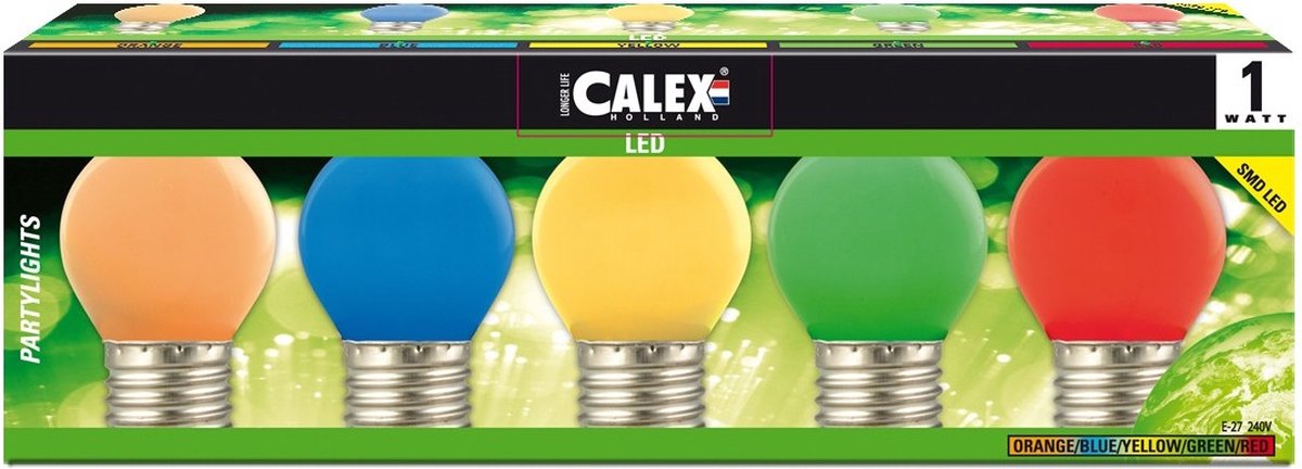 Gekleurde LED kogellamp - 5-pack - E27 - 1W - 220-240V | bol