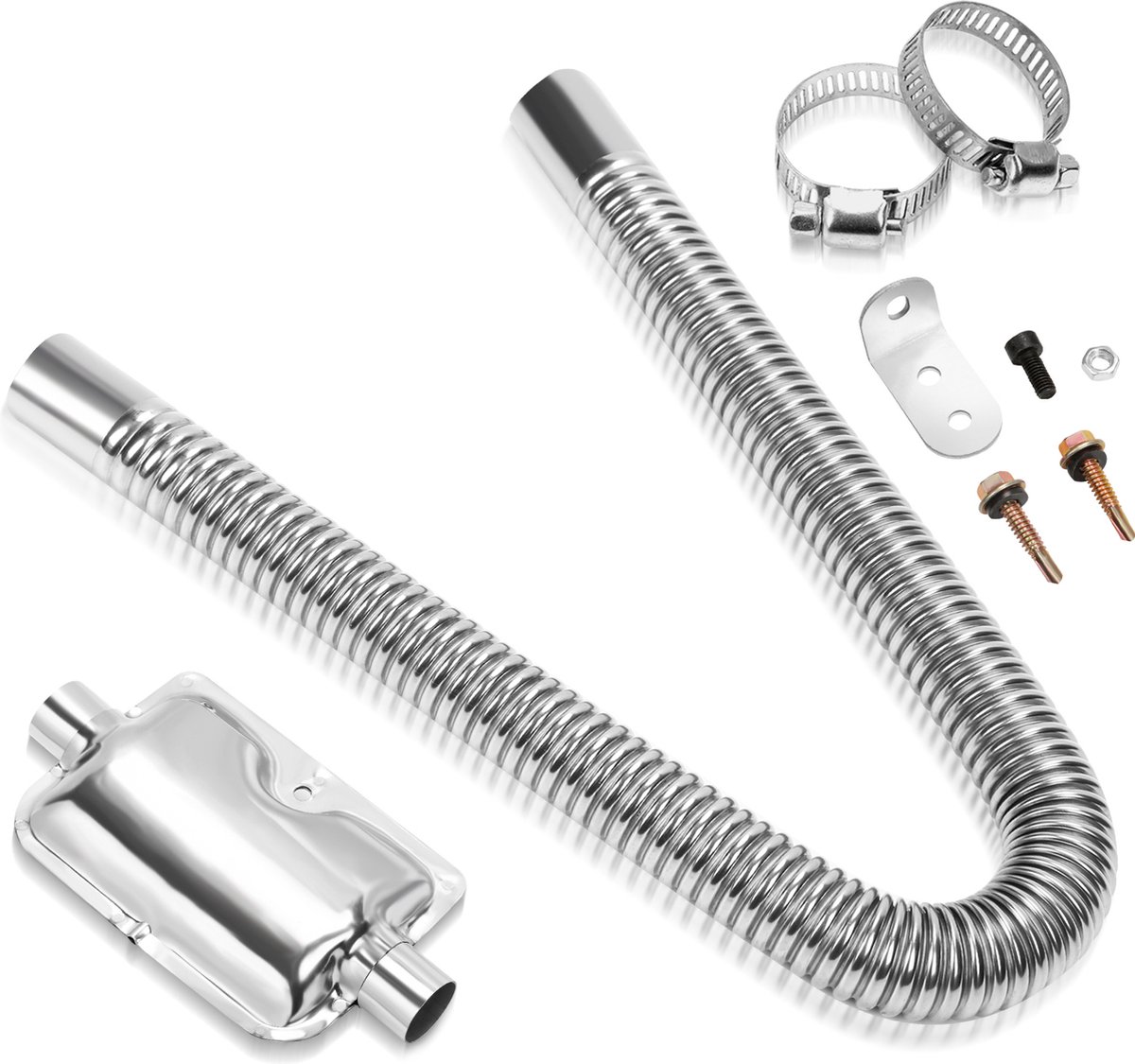 60cm Standkachel Pijp uitlaatpijp 25mm klemmen rvs set Diesel ...