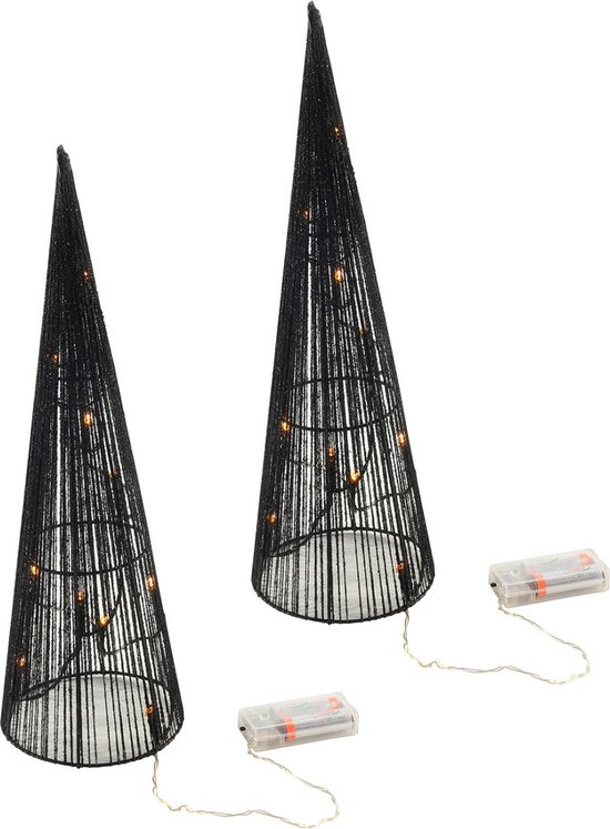 LED verlichte kerstboom kegels - 2x stuks - 40 cm - zwart | bol.com
