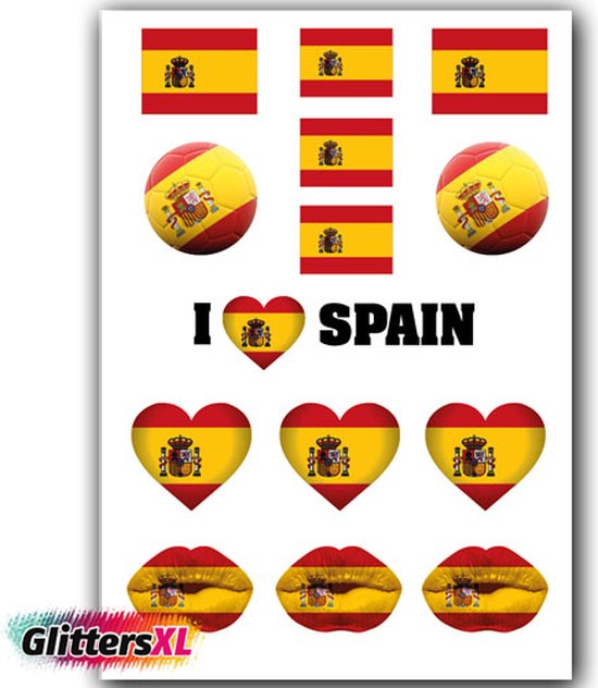 GlittersXL - Temporary Tattoo Spanje / Spain (A5 formaat) [Neptattoo ...