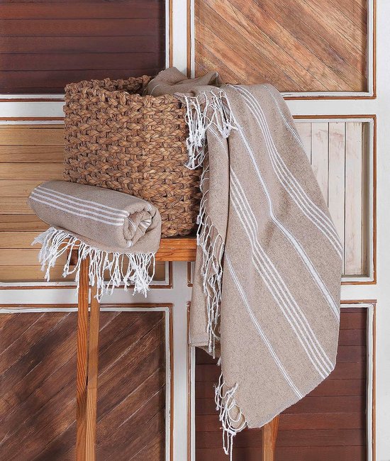Die Caprie - Sultan - Creme - 2-pack Turkse Hamamdoek - Stranddoek ...