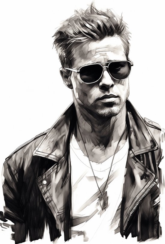 Tyler Durden Poster | Getekende Poster | Zwart Wit Poster | Filmposter ...