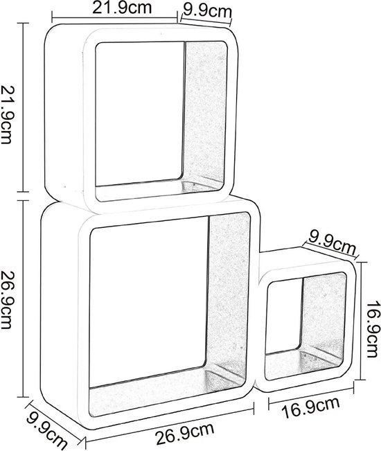 Kamyra® Set van 3 Houten Wandplanken - Zwevende Wandplank - Woonkamer ...