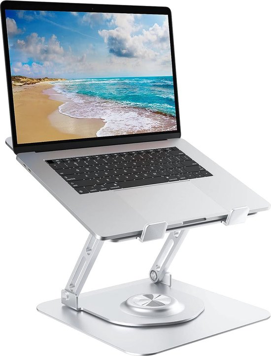 Laptopstandaard met 360° draaibare ronde basis, in hoogte verstelbare ...