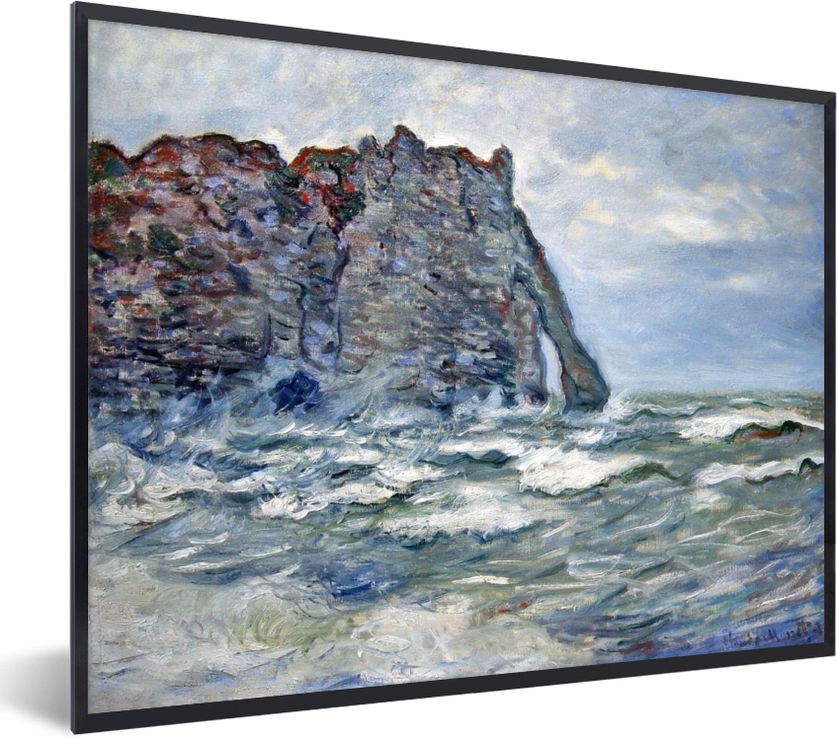 Fotolijst incl. Poster - Port d'Aval, ruige zee - Schilderij van Claude ...