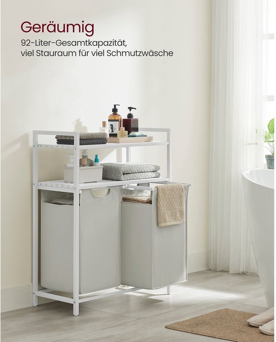 Wasmand - wasmand Wit - Wassorteerder met 2 uittrekbare en afneembare ...